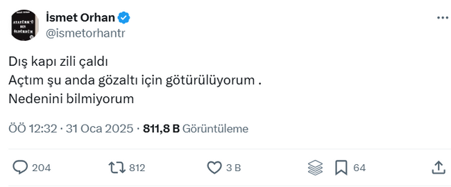Gazeteci İsmet Orhan da gözaltına alındı: Bir haftada 6 gazeteciye gözaltı